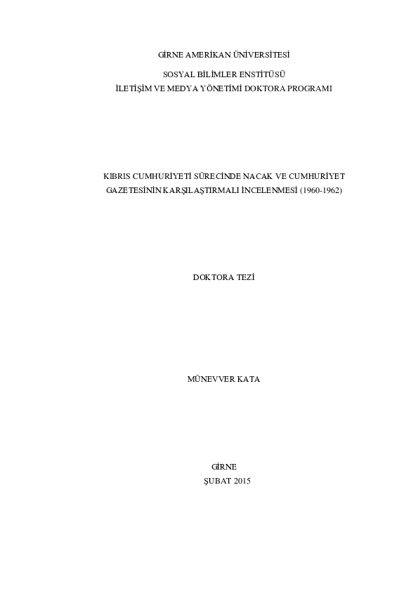 (PDF) KIBRIS CUMHURİYETİ SÜRECİNDE NACAK VE CUMHURİYET GAZETESİNİN ...