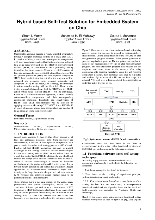 Pdf Hybrid Based Self Test Solution For Embedded System On Chip