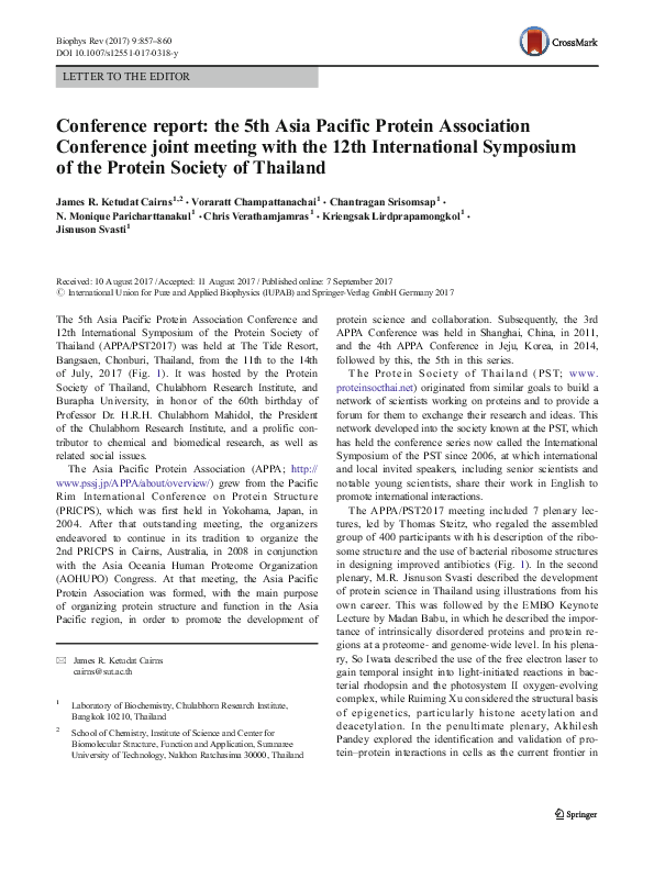 (PDF) Conference report: the 5th Asia Pacific Protein Association ...