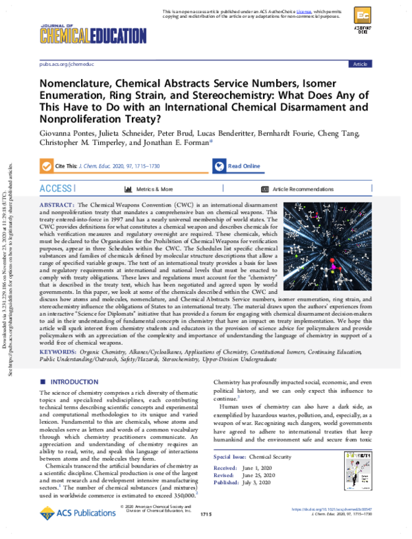(PDF) Nomenclature, Chemical Abstracts Service Numbers, Isomer ...