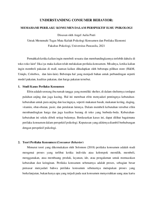 (PDF) UNDERSTANDING CONSUMER BEHAVIOR: MEMAHAMI PERILAKU KONSUMEN DALAM PERSPEKTIF ILMU PSIKOLOGI