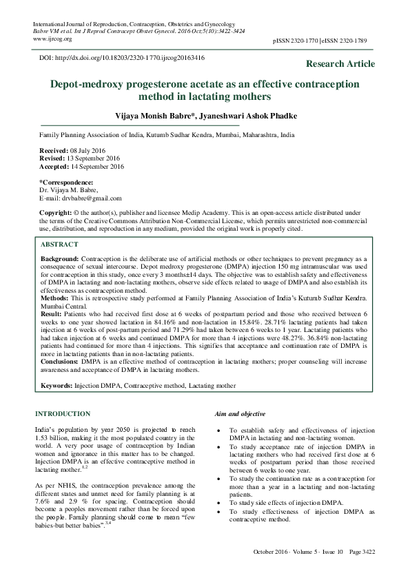 (PDF) Depot-medroxy progesterone acetate as an effective contraception ...