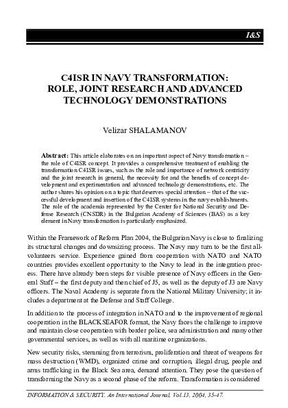 (PDF) C4ISR in Navy Transformation Role, Joint Research and Advanced ...