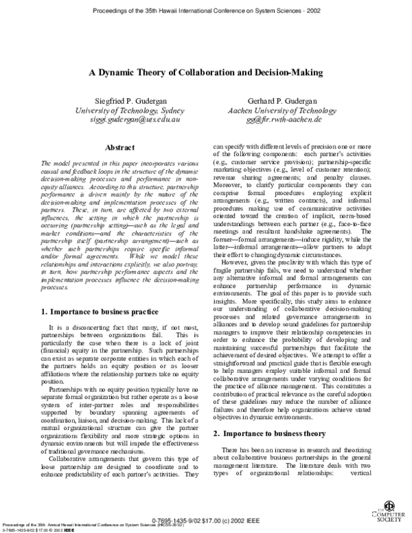 (PDF) A Dynamic Theory of Collaboration and Decision Making