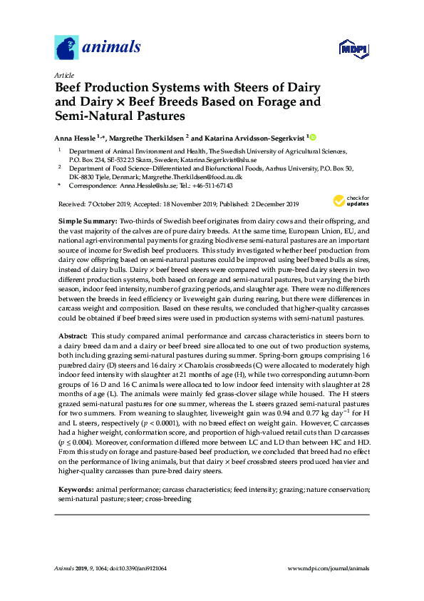 (PDF) Beef Production Systems with Steers of Dairy and Dairy × Beef ...