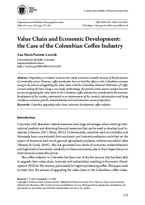 (PDF) Value Chain and Economic Development: the Case of the Colombian ...