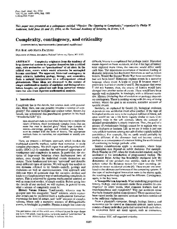 (PDF) Complexity, contingency, and criticality