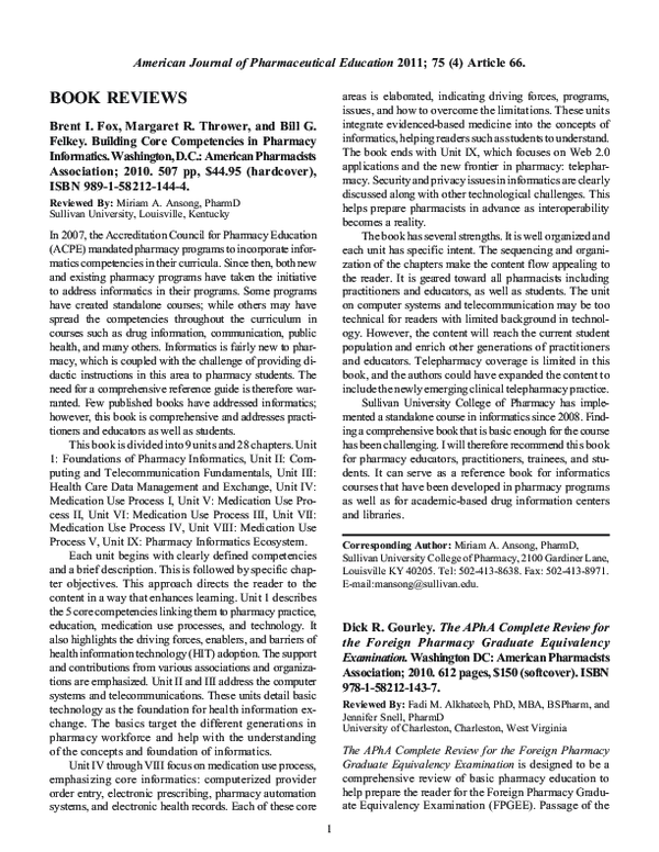 (PDF) Dick R. Gourley. The APhA Complete Review for the Foreign ...
