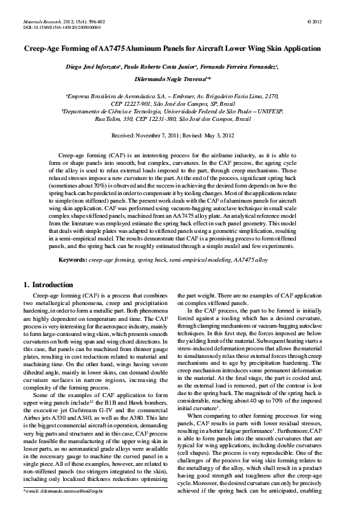 (PDF) Creep-age forming of AA7475 aluminum panels for aircraft lower ...