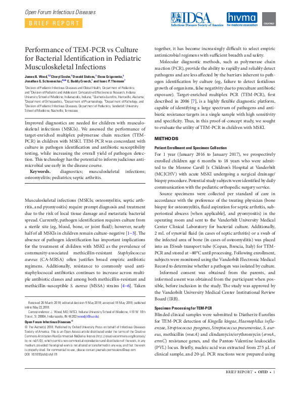 (PDF) Performance of TEM-PCR vs Culture for Bacterial Identification in ...