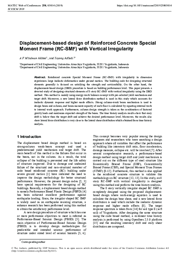 (PDF) Displacement-based design of Reinforced Concrete Special Moment ...