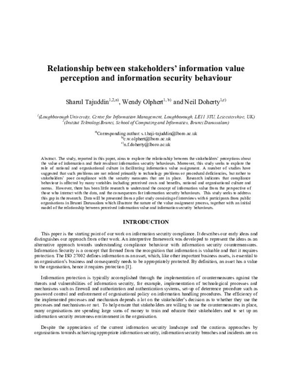 (PDF) Relationship between stakeholders' information value perception ...