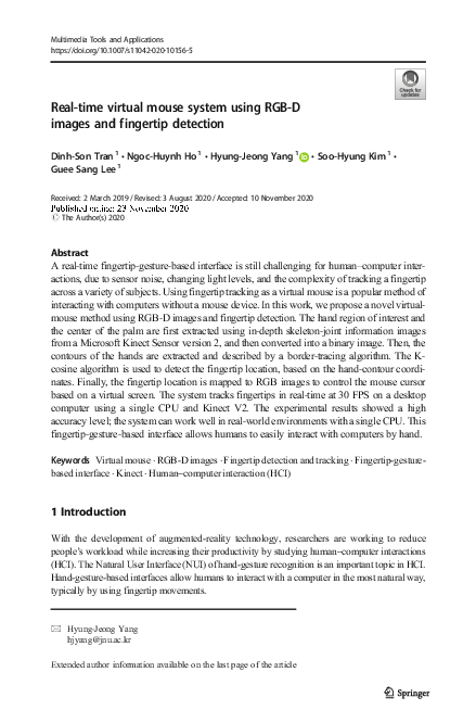 (PDF) Real-time virtual mouse system using RGB-D images and fingertip ...