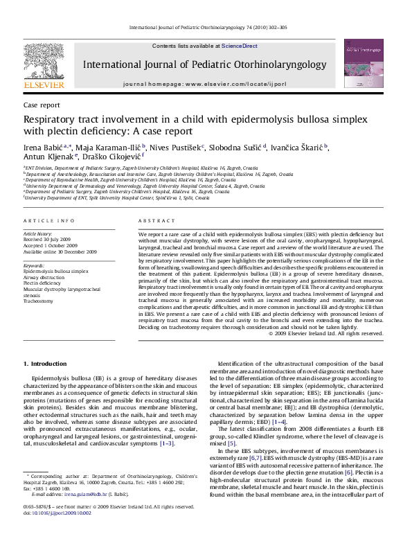 (PDF) Respiratory tract involvement in a child with epidermolysis ...