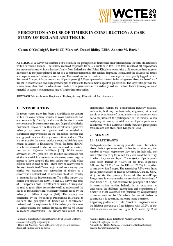 (PDF) PERCEPTION AND USE OF TIMBER IN CONSTRUCTION: A CASE STUDY OF ...