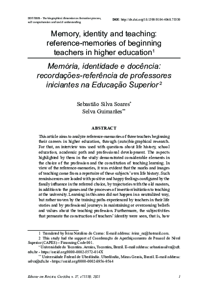 (PDF) Memory, identity and teaching: reference-memories of beginning ...