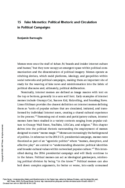 (PDF) Fake Memetics: Political Rhetoric and Circulation in Political ...