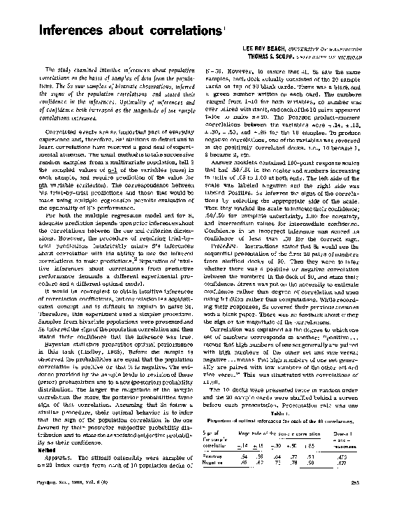(PDF) Inferences about correlations
