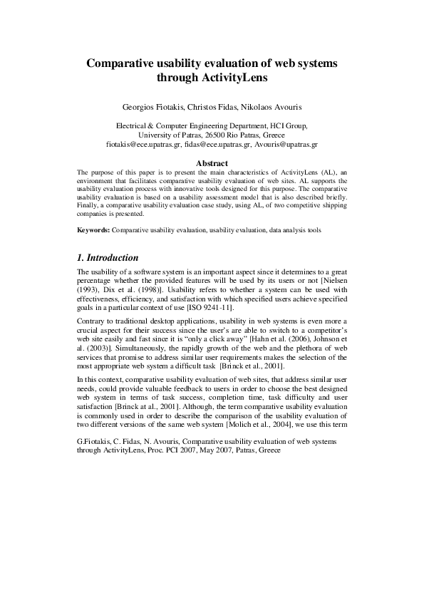 (PDF) Comparative usability evaluation of web systems through ActivityLens