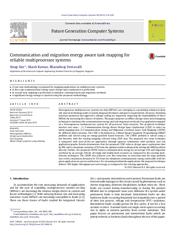 (PDF) Communication and migration energy aware task mapping for reliable multiprocessor systems