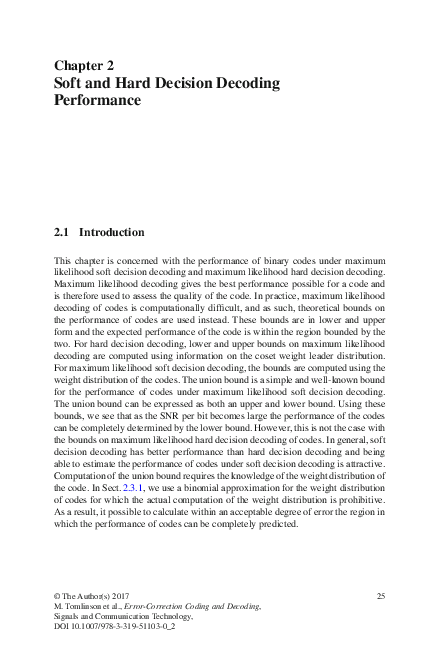 (PDF) Soft and Hard Decision Decoding Performance