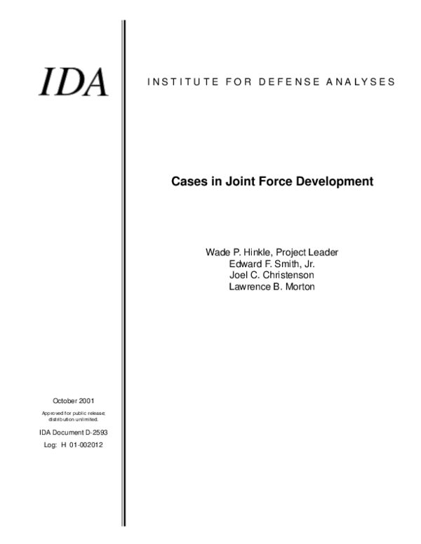 (PDF) Cases in Joint Force Development | Wade Hinkle - Academia.edu