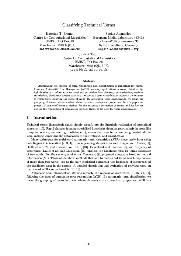 (PDF) Classifying technical terms