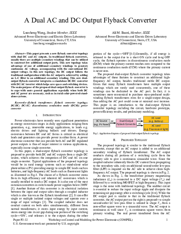 (PDF) A dual AC and DC output flyback converter