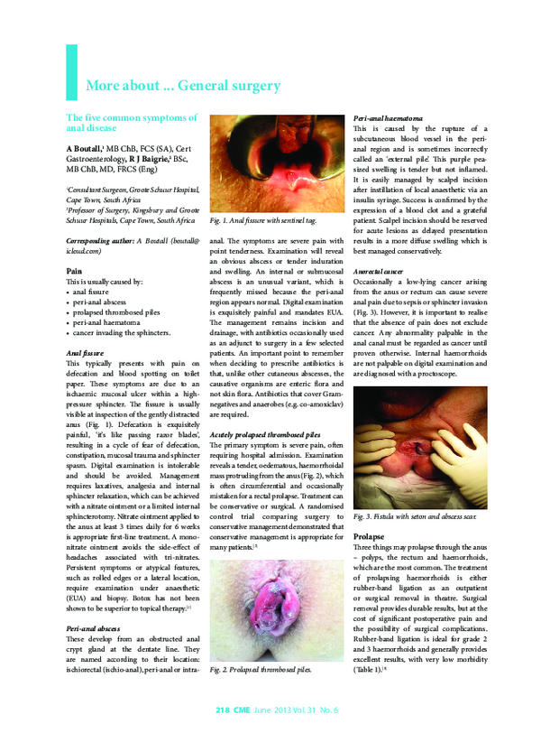 (PDF) The five common symptoms of anal disease