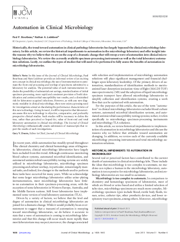 (PDF) Automation in Clinical Microbiology