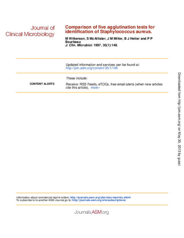 (PDF) Comparison of five agglutination tests for identification of ...