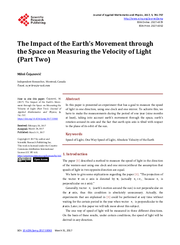 (PDF) The Impact of the Earth’s Movement through the Space on Measuring ...