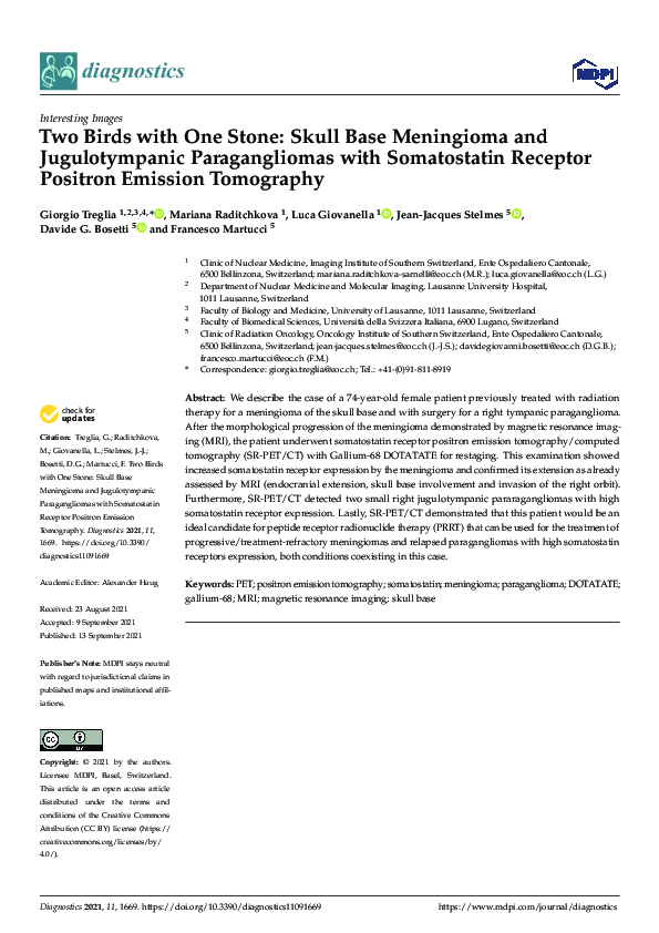 (PDF) Two Birds with One Stone: Skull Base Meningioma and Jugulotympanic Paragangliomas with ...