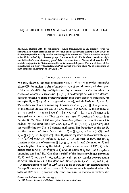 (PDF) Equilibrium triangulations of the complex projective plane