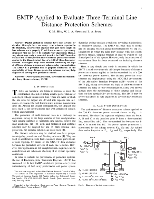 (PDF) EMTP Applied to Evaluate Three-Terminal Line Distance Protection ...