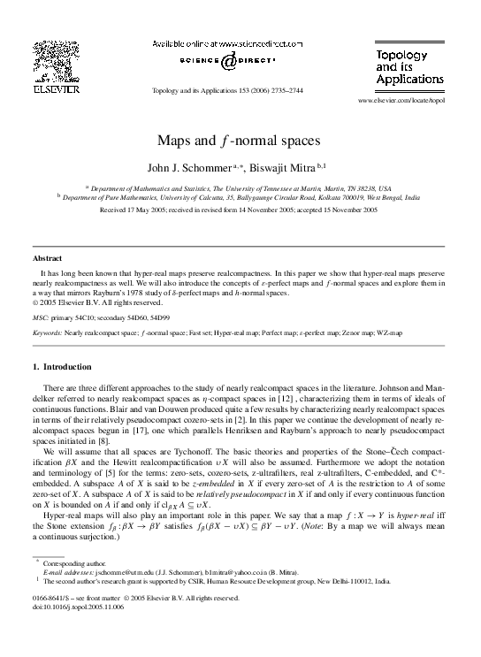 (PDF) Maps and f-normal spaces