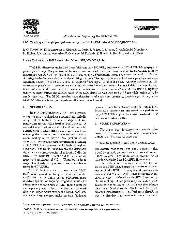 (PDF) CMOS compatible alignment marks for the SCALPEL proof of ...