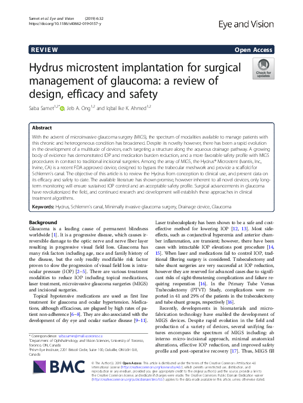 (PDF) Hydrus microstent implantation for surgical management of ...