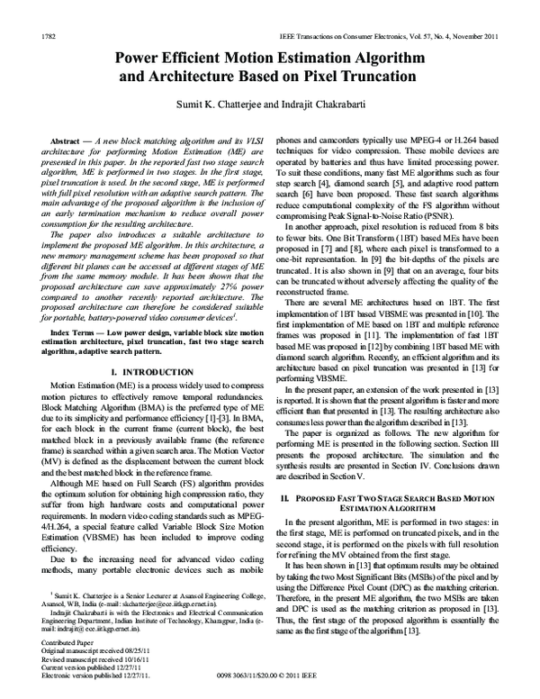 (PDF) Efficient Motion Estimation via Pixel Truncation