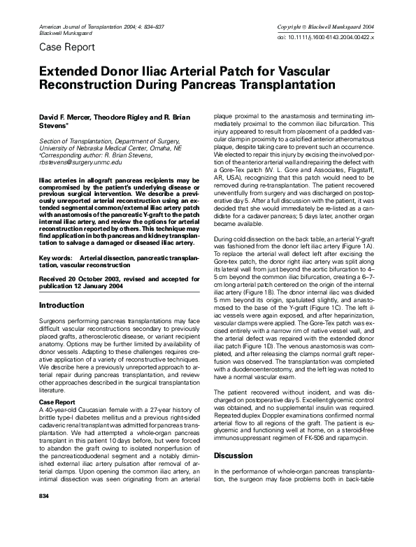 (PDF) Extended Donor Iliac Arterial Patch for Vascular Reconstruction ...
