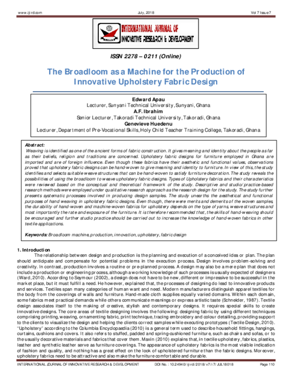 (PDF) The Broadloom as a Machine for the Production of Innovative ...
