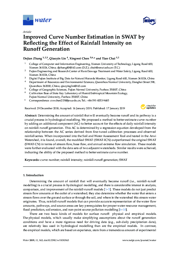 (PDF) Improved Curve Number Estimation in SWAT by Reflecting the Effect ...