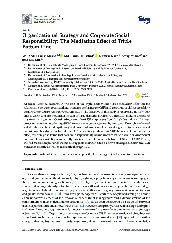 (PDF) Organizational Strategy and Corporate Social Responsibility: The ...