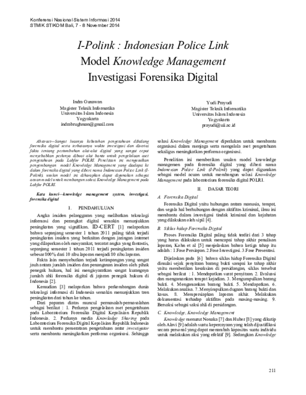 (PDF) I-Polink : Indonesian Police Link Model Knowledge Management Investigasi Forensika Digital