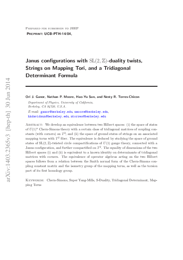 (PDF) Janus configurations with SL(2, ℤ)-duality twists, strings on mapping tori and a ...