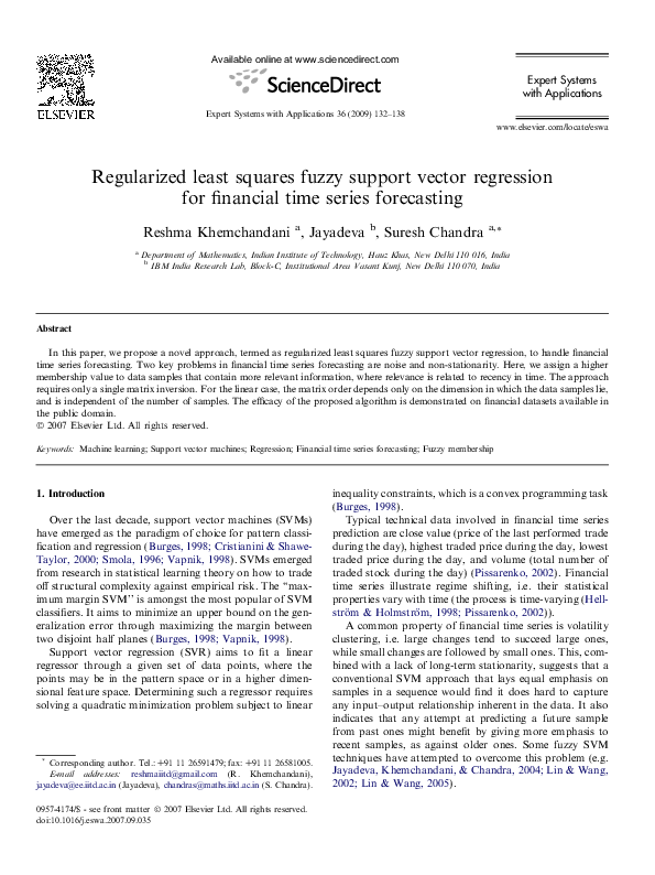 (PDF) Regularized least squares fuzzy support vector regression for financial time series ...