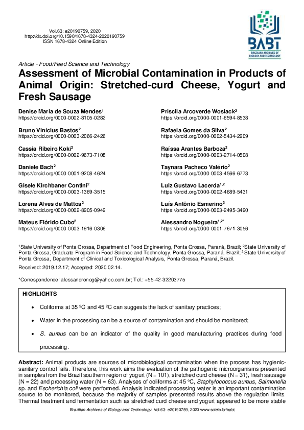 (PDF) Assessment of Microbial Contamination in Products of Animal ...