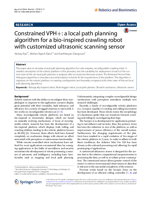 (PDF) Constrained VPH+: a local path planning algorithm for a bio ...