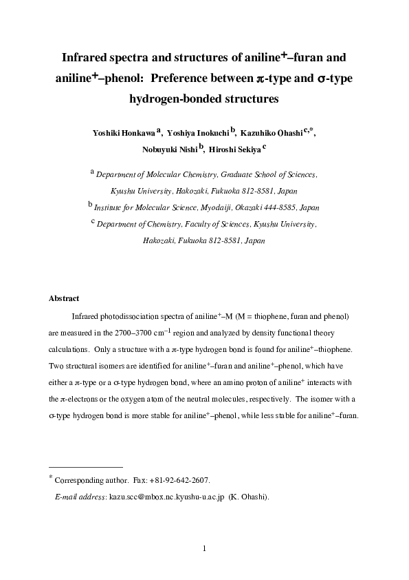 (PDF) Infrared spectra and structures of aniline+–furan and aniline+ ...