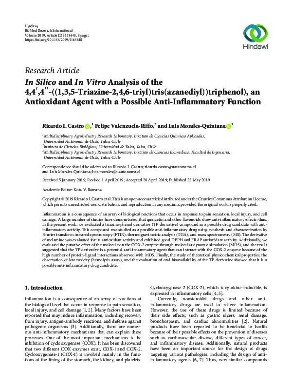 (PDF) In Silico and In Vitro Analysis of the 4,4′,4′′-((1,3,5-Triazine ...